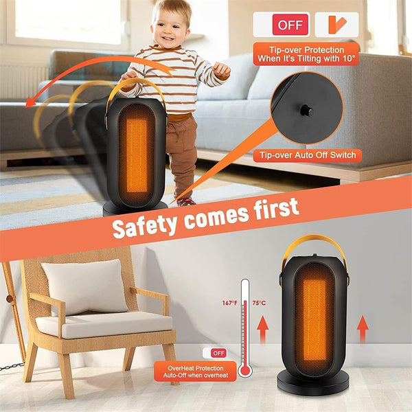 Electric Space Heater 1200W 3 Gears Safe Quiet Heating PTC Heater Fast ...